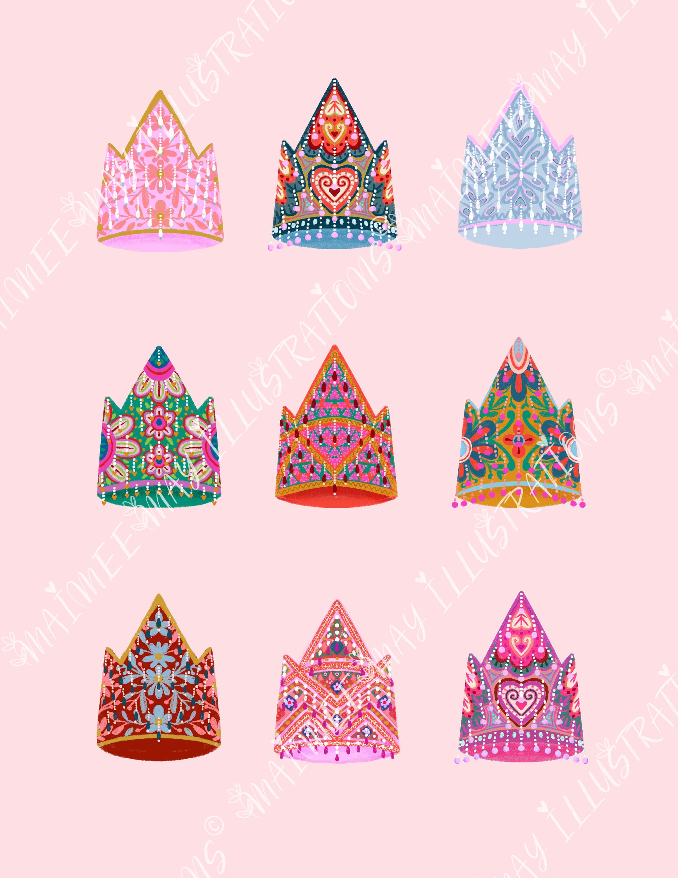 Princess Hat Hmong Girl Illustration Wall Art by Maimee May ...
