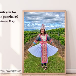 Princess Hat Hmong Girl Illustration Wall Art by Maimee May ...