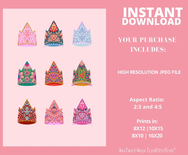 Princess Hat Hmong Girl Illustration Wall Art by Maimee May ...