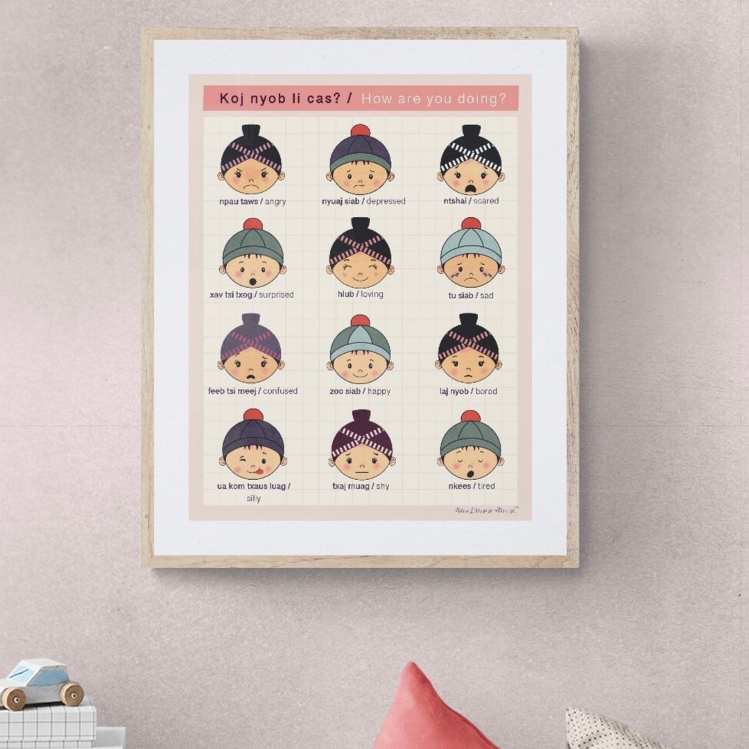 Hmong white Dialect / English Feelings / Emotions Poster / Chart - Etsy