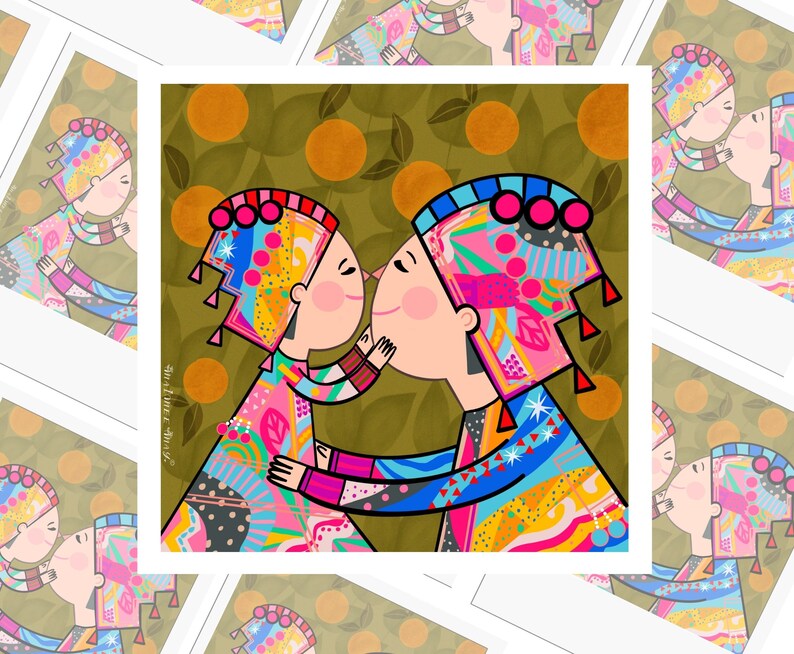 Hmong Mom and Daughter- Illustration - by Maimee May Illustrations - Etsy