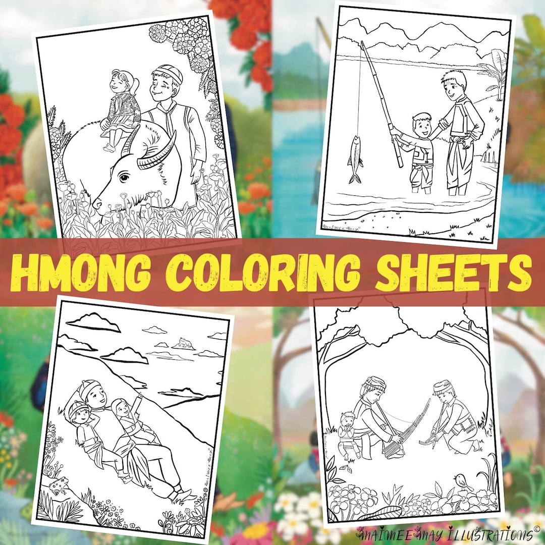 Hmong Father and Children - Coloring Sheets - Coloring Pages - Father's ...
