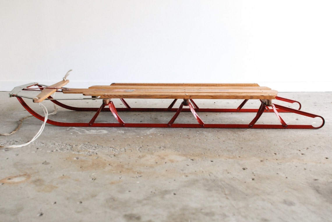 Vintage wooden sled snow sled runner sled Gladding American | Etsy