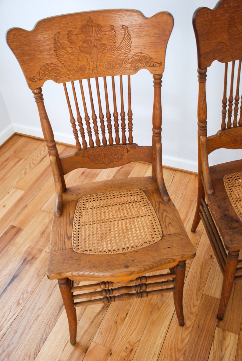 Antique wood chairs antique dining chairs cane chairs | Etsy