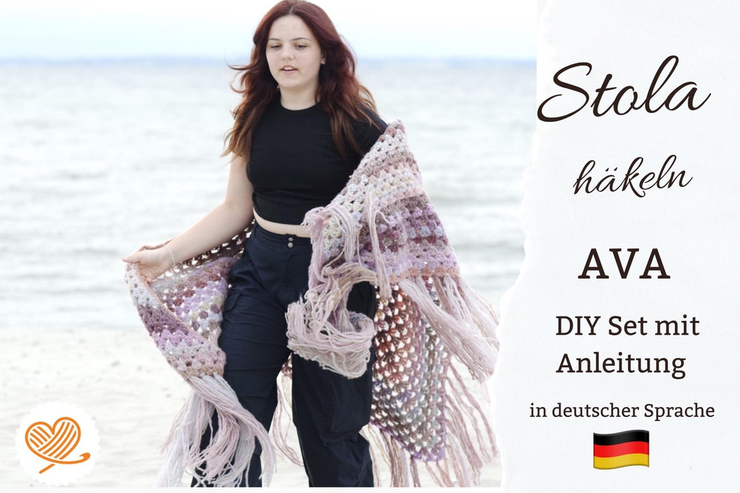 DIY Set AVA Stole in Granny Square, Perfect for Beginners, Quick and ...