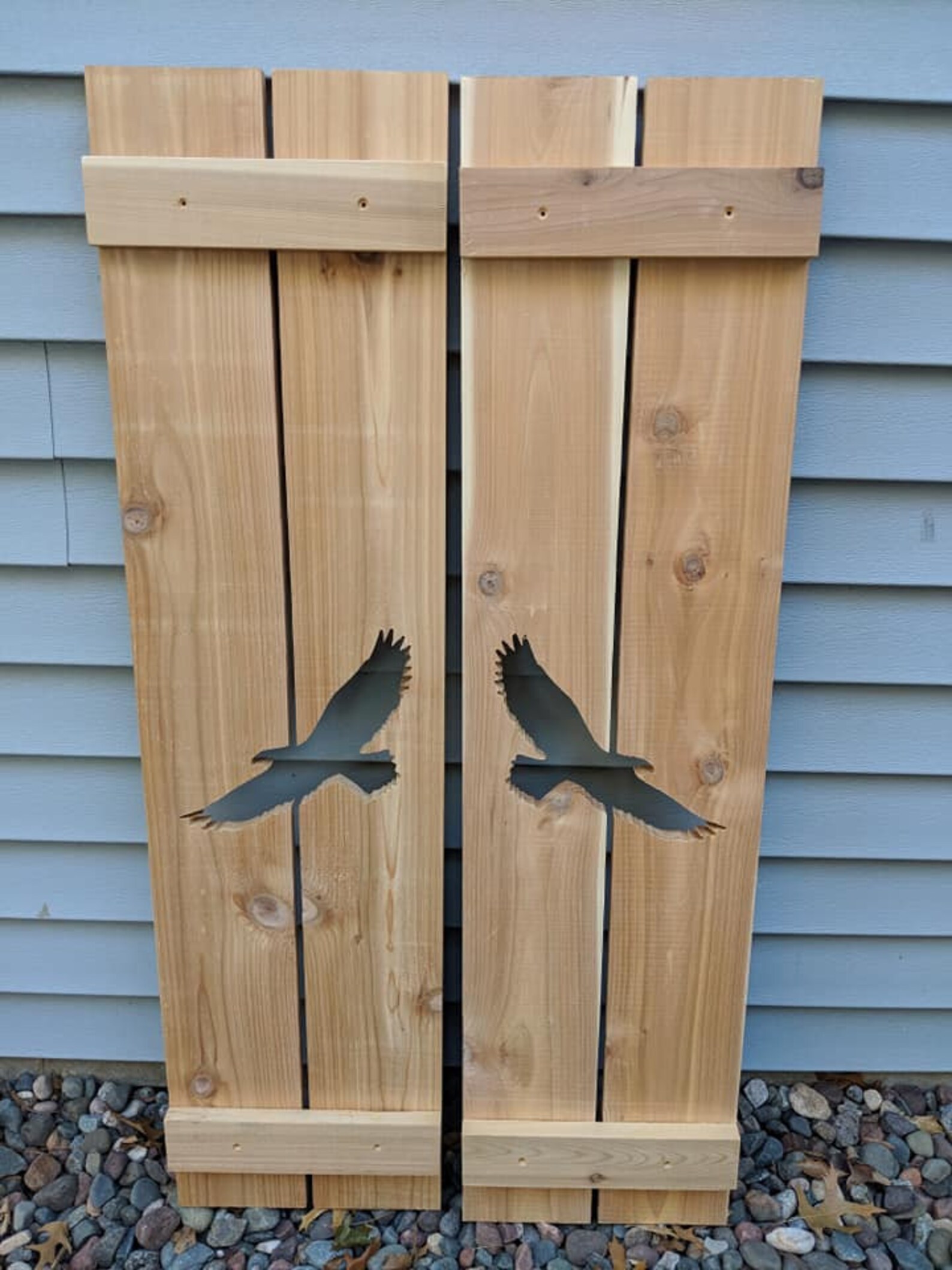Cedar Exterior SHUTTER With Eagle Cutout: Customize Your Shutter Height ...