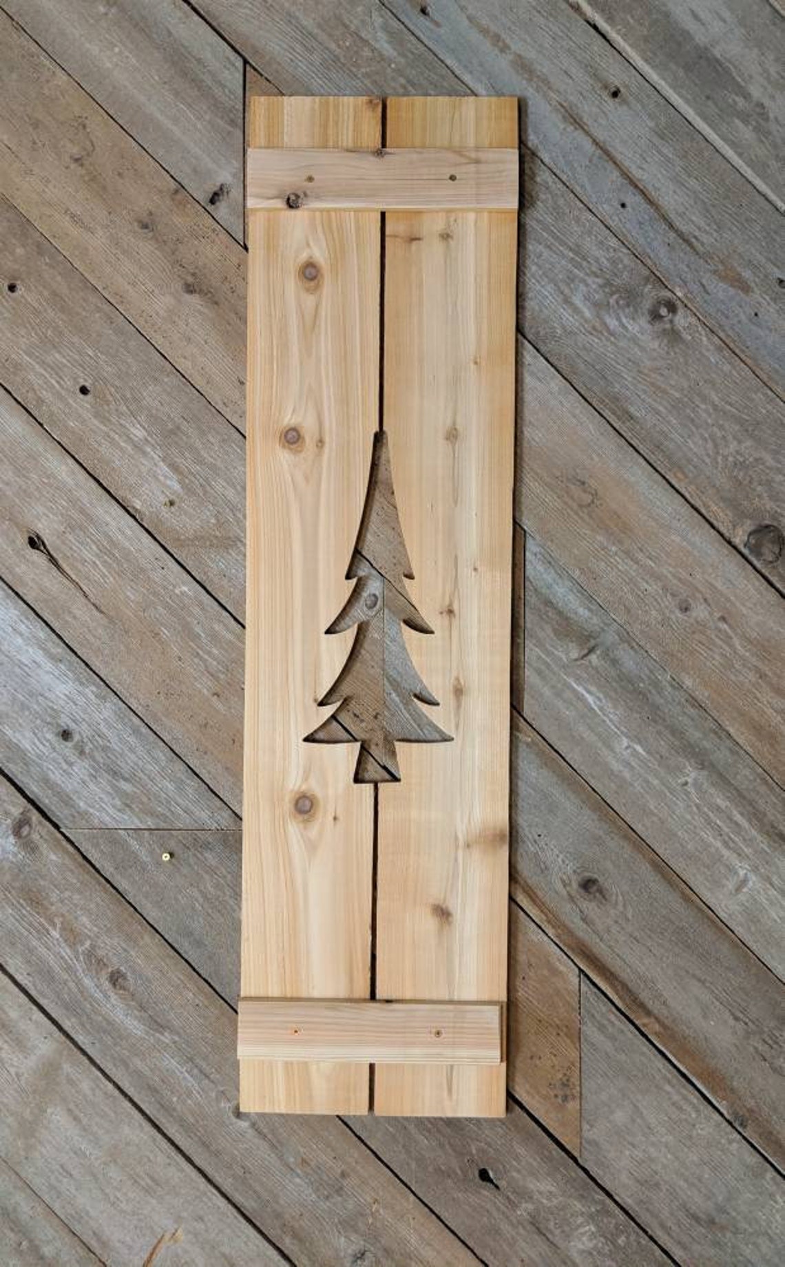 Cedar Exterior Shutter With Tree Cutout: Customize Your Shutter Height ...