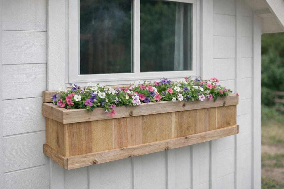 Cedar Window Planter Box – Modern Farmhouse Flower Box – Custom 18”–48 ...