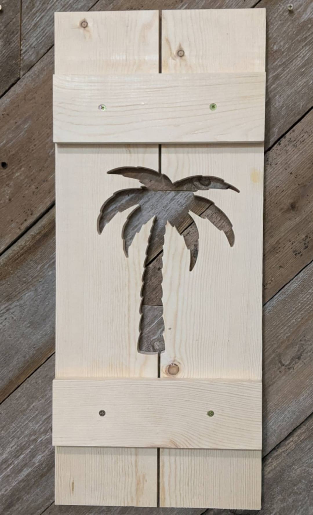 Exterior Palm Tree Shutter Made of Pine Perfect for Your Cabin, Cottage ...