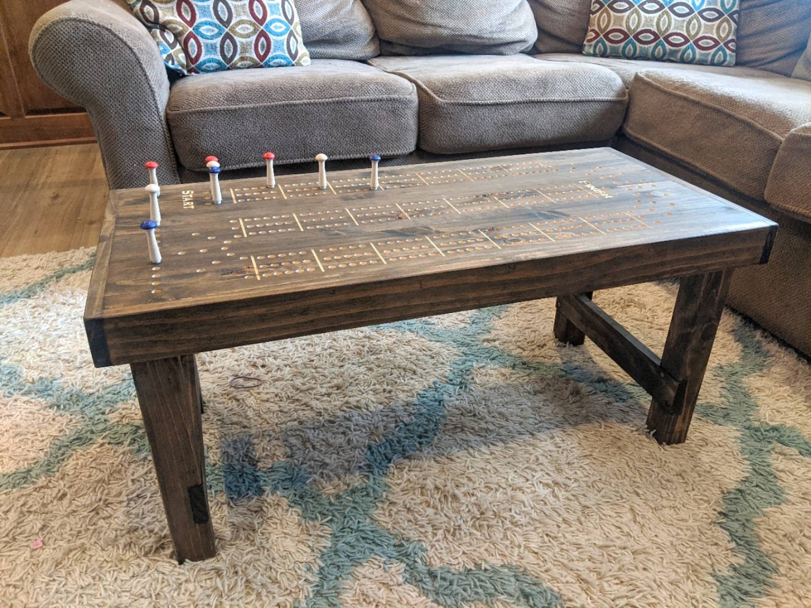 Cribbage Coffee Table With Pegs and Foldable Legs for EASY Storage When ...