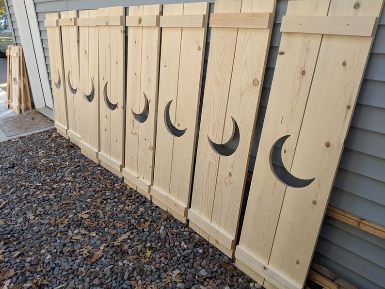 Exterior Crescent Moon Shutter Made of Pine Perfect for Your Cabin ...