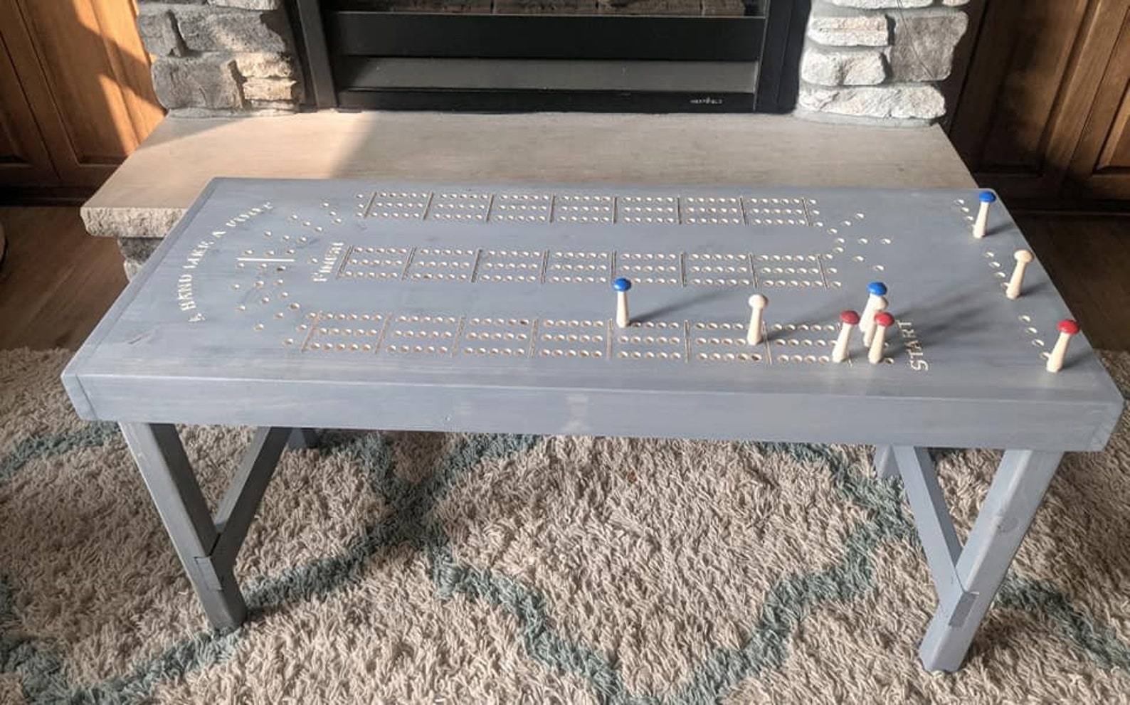 Cribbage Coffee Table With 3 Player Track and Pegs - Etsy