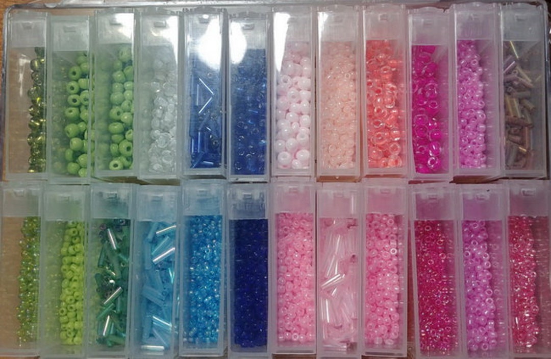 BDKIT117 – Seed Bead Assortment Kit - 24 Colors of Beads Inside Flip ...