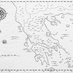 Greece Map Illustration Print - Etsy