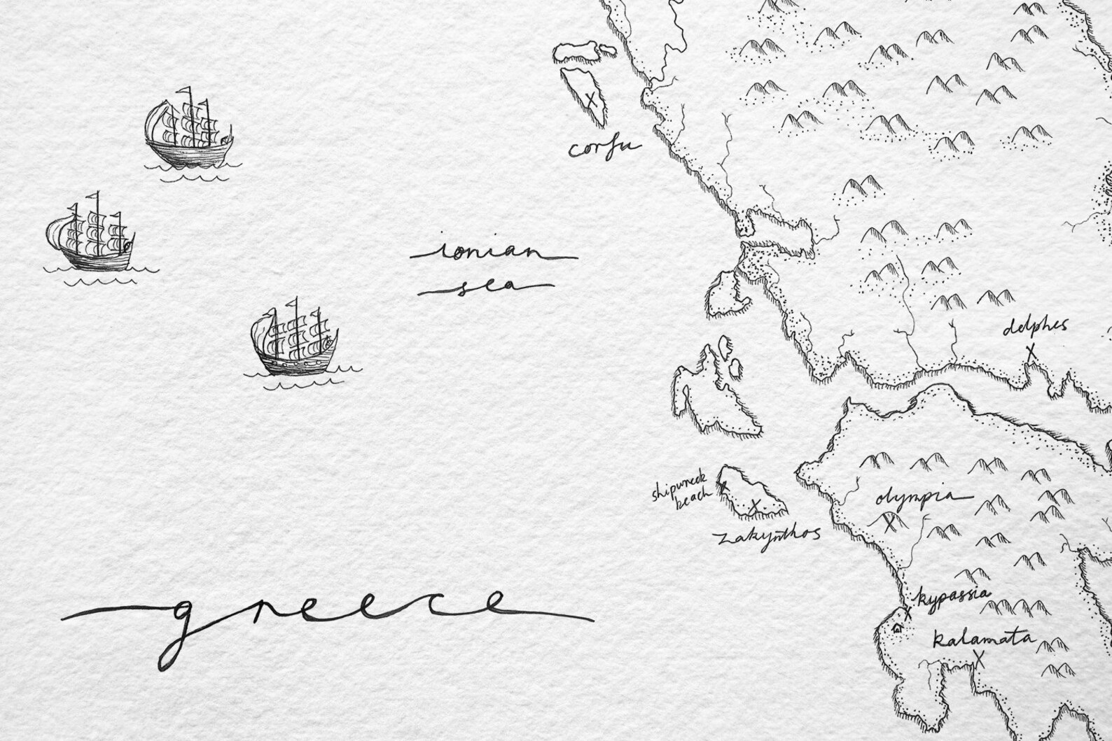 Greece Map Illustration Print - Etsy