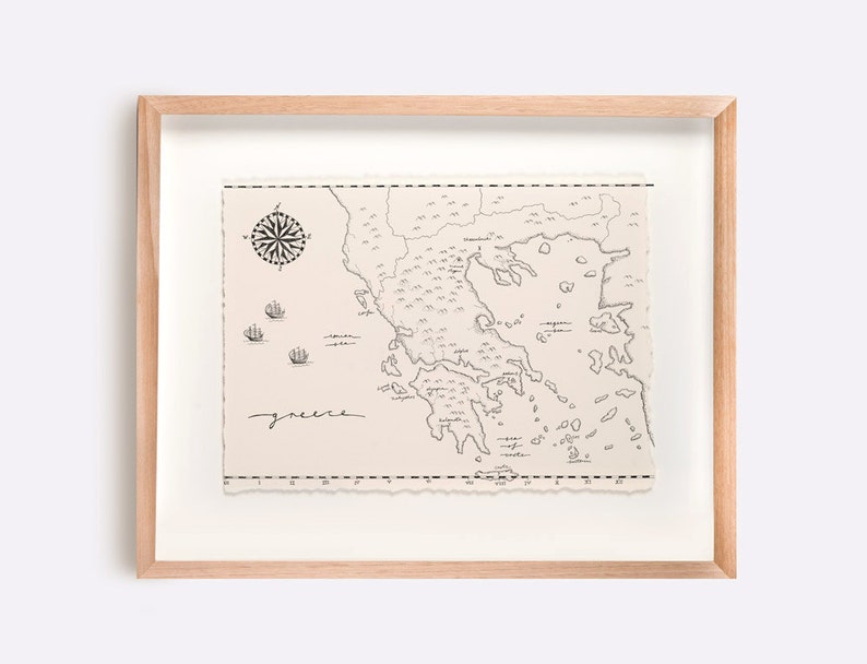 Greece Map Illustration Print - Etsy