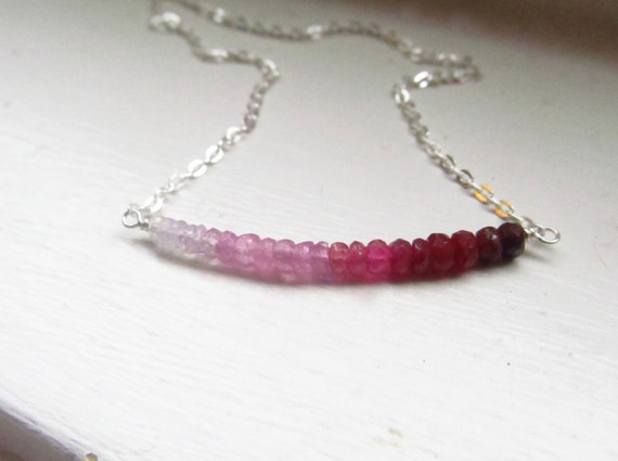 Ruby Necklace July Birthstone Ombre Genuine Bar Necklace Gold | Etsy