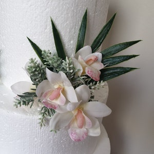 Wedding Cake Topper Anthurium Pink Orchid 4 Piece Tropical Cake Flowers ...