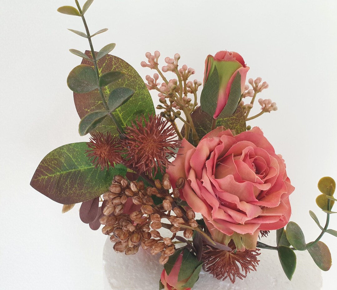 Cake Topper Rustic Rose Salmon 3 Piece - Etsy