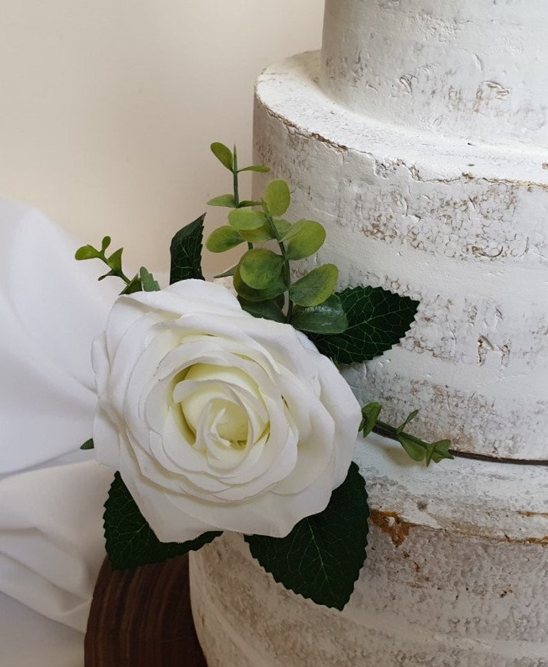 White Rose Cake Topper 3 Piece Options - Etsy Australia