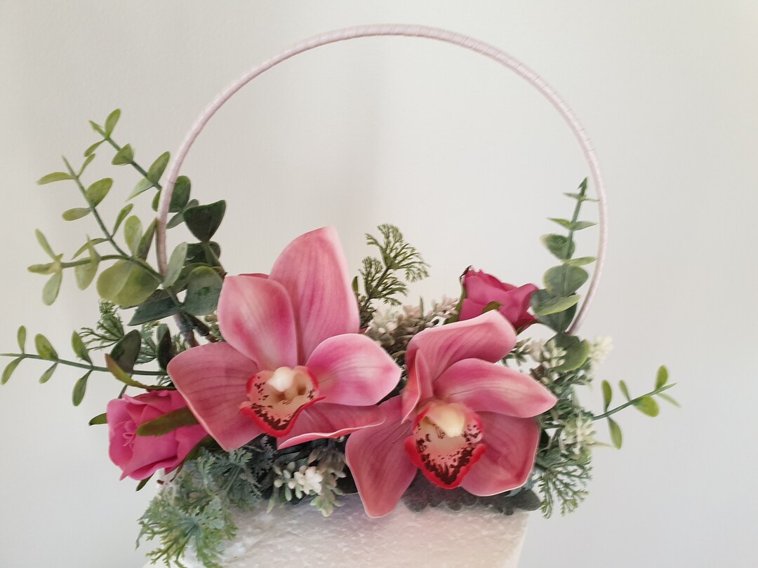 Wedding Cake Topper Artificial Orchid Rose Flowers Cake Spray 3 Piece ...
