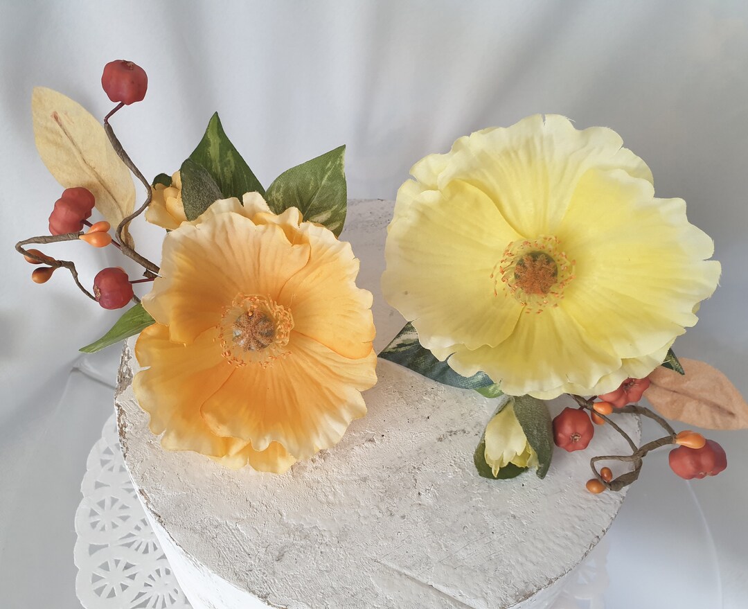 Birthday Cake Topper Artificial Poppy Silk Flowers - Etsy Australia