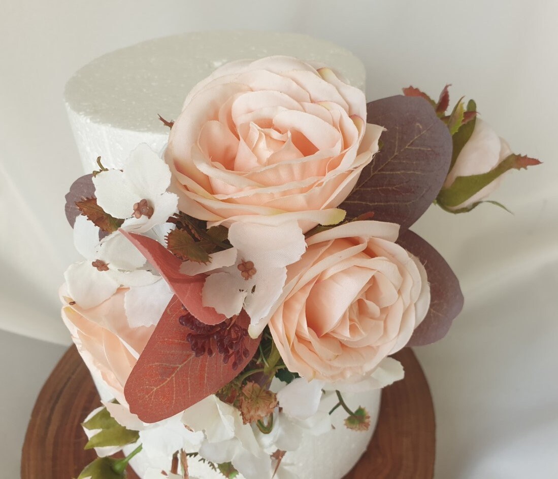 Rustic Cake Topper Spray Coral Rose Artificial Flowers - Etsy Australia