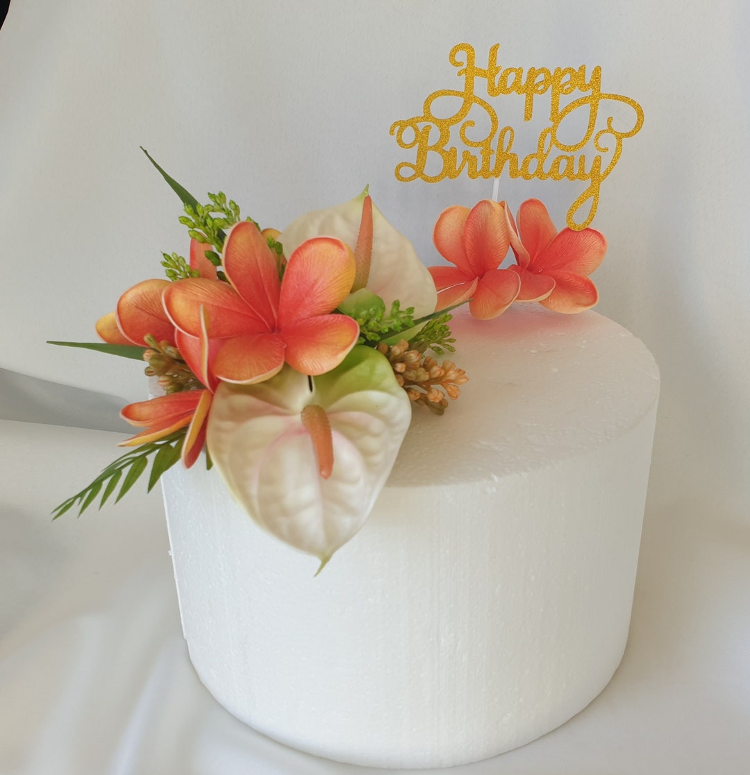 Plumeria and Anthurium Tropical Cake Topper - Etsy