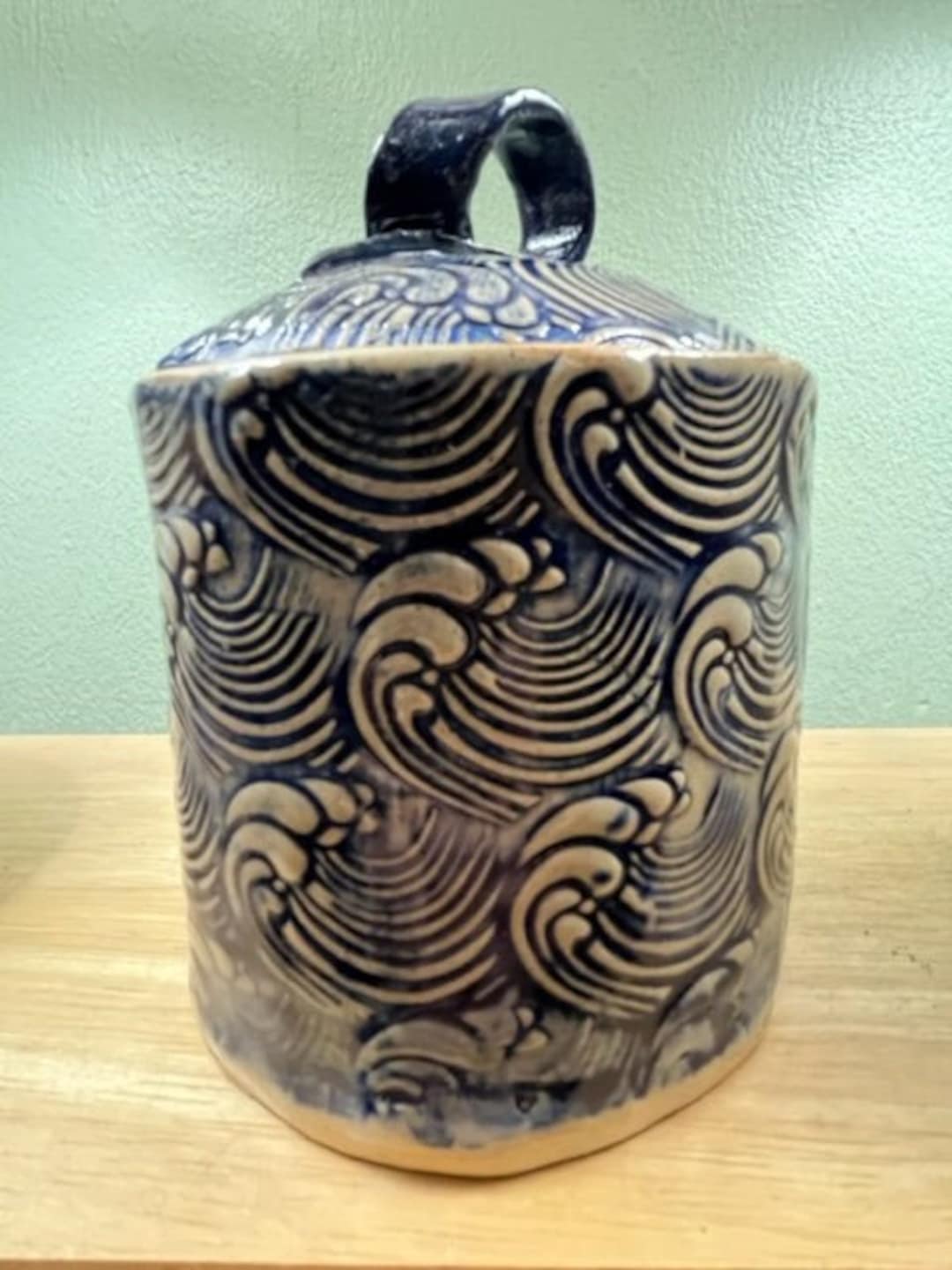 Royal Blue Ceramic Slab Built Jar With Lid Evocative of Ocean - Etsy