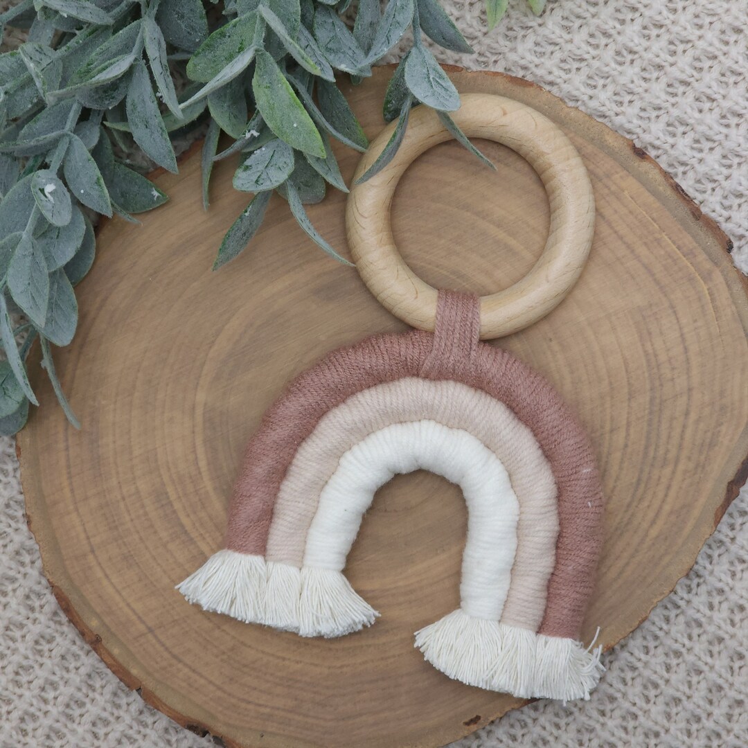Macrame Rainbow Teether | Macrame Baby Teether | Baby Teether | Baby ...
