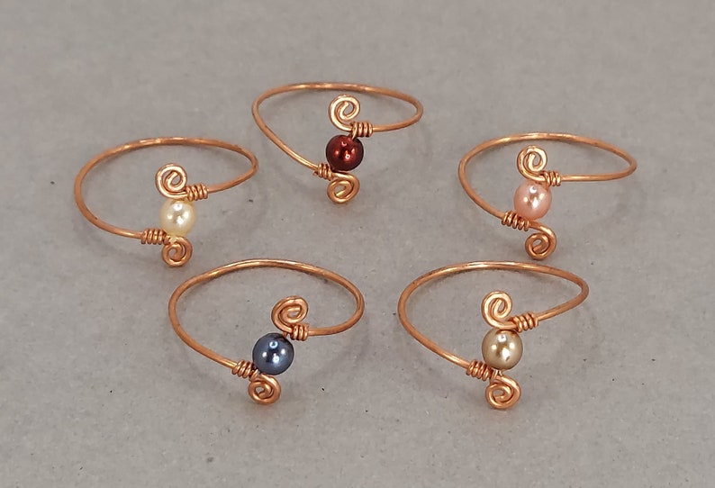 Wire Wrapped Rings, Pearl Rings - Copper - Etsy