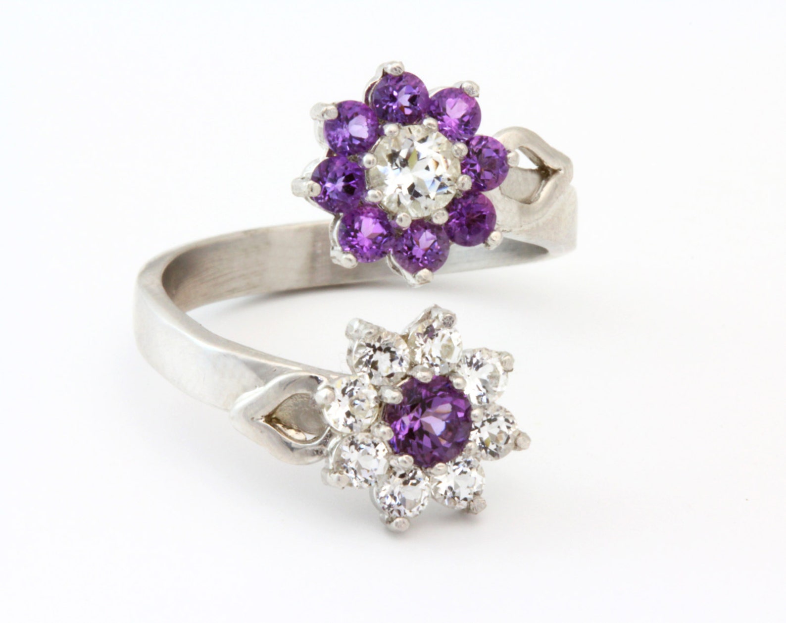 Silver Amethyst Ring Amethyst Flower Ring Floral Jewelry - Etsy Italia