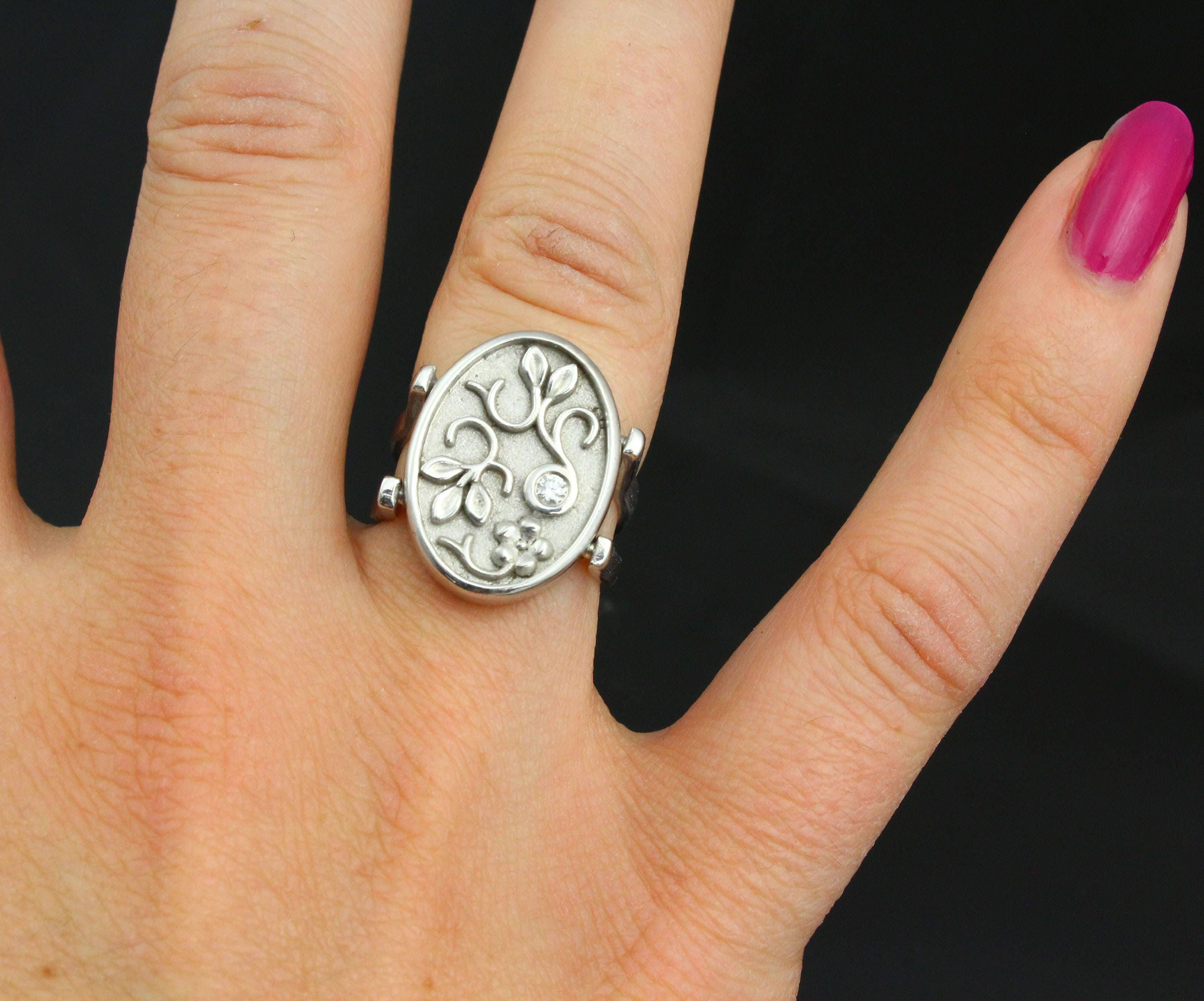 Reversible Diamond Ring, Flip Ring, Diamond and Sapphire Ring, Vintage ...