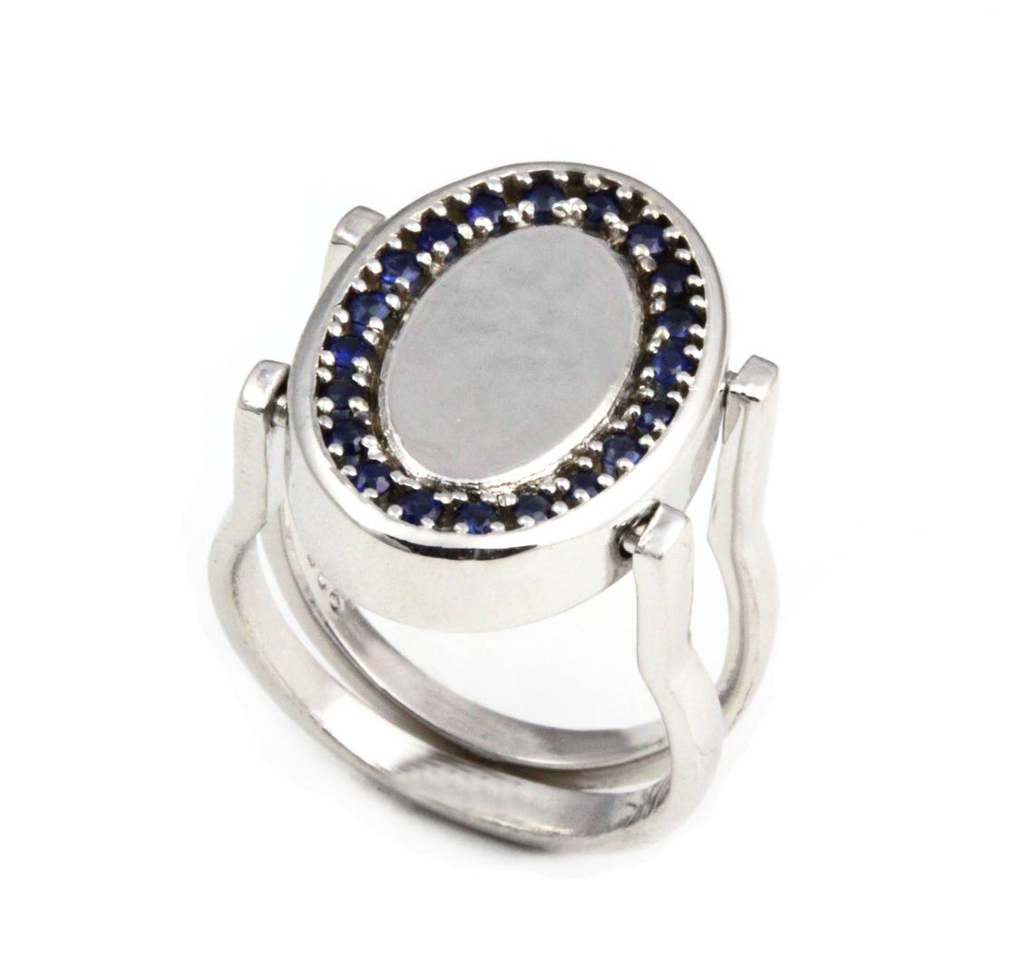 Reversible Diamond Ring, Flip Ring, Diamond and Sapphire Ring, Vintage ...
