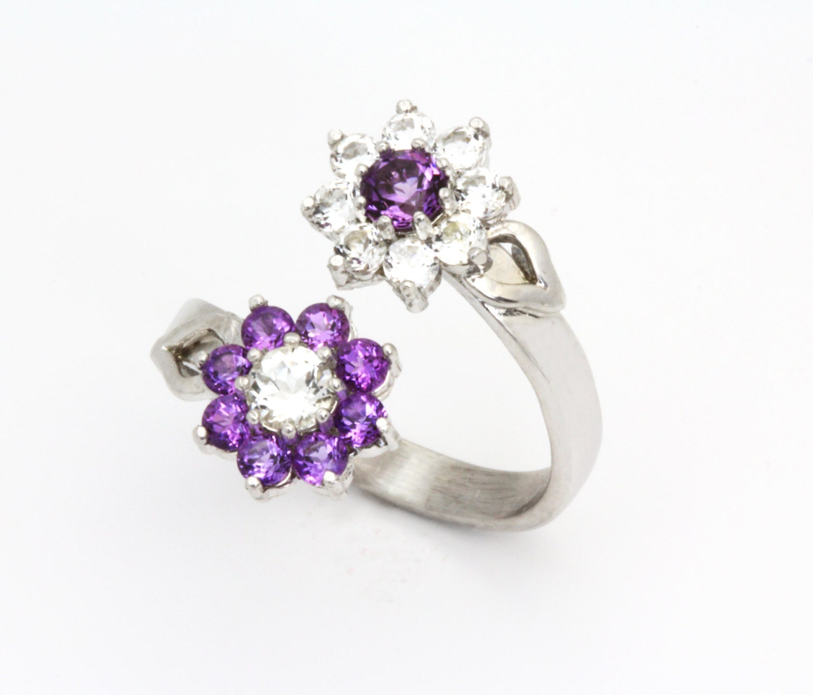 Silver Amethyst Ring Amethyst Flower Ring Floral Jewelry - Etsy Italia