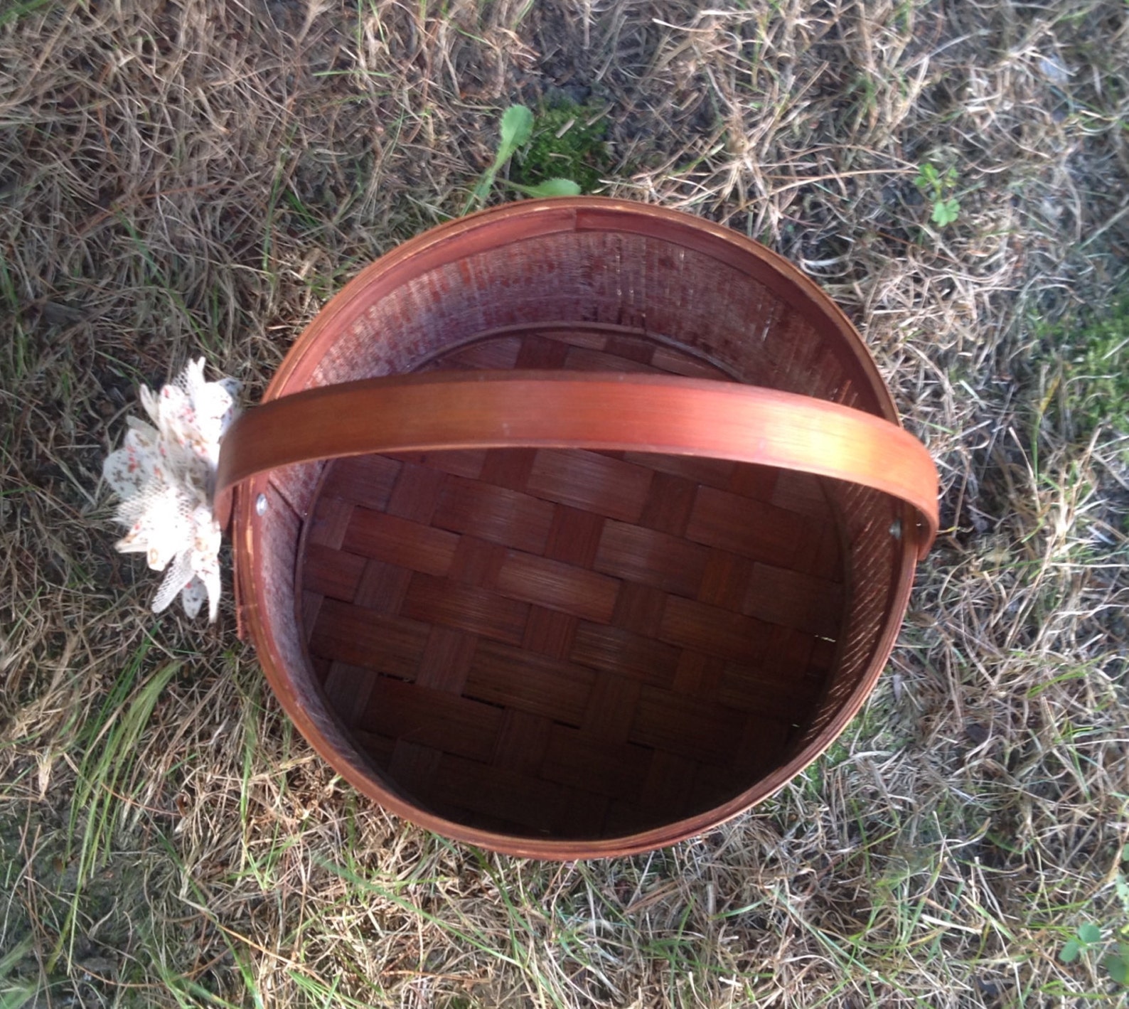 Girl's Little Red Riding Hood Brown Woven Basket With Red and White ...