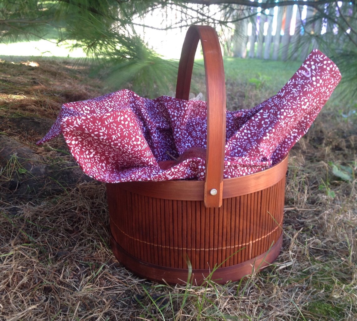 Girl's Little Red Riding Hood Brown Woven Basket With Red and White ...
