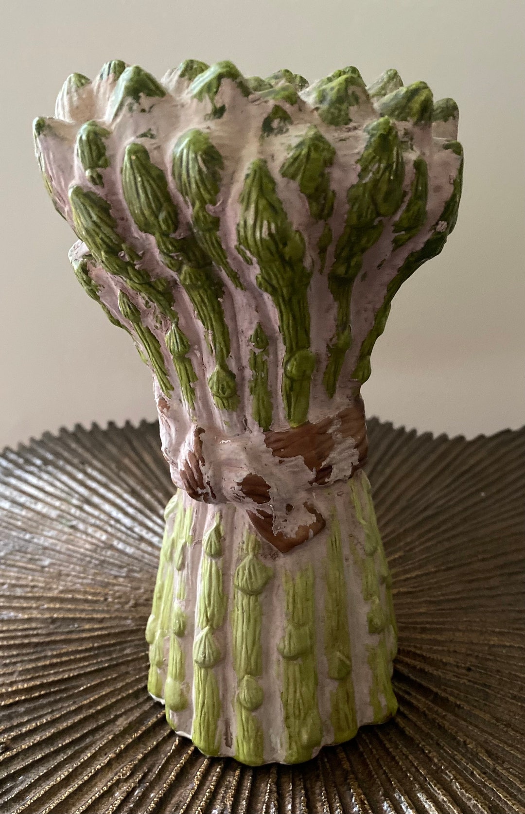 Vintage Asparagus Decor/green Tan Light Mauve/ceramic/ready to Ship - Etsy