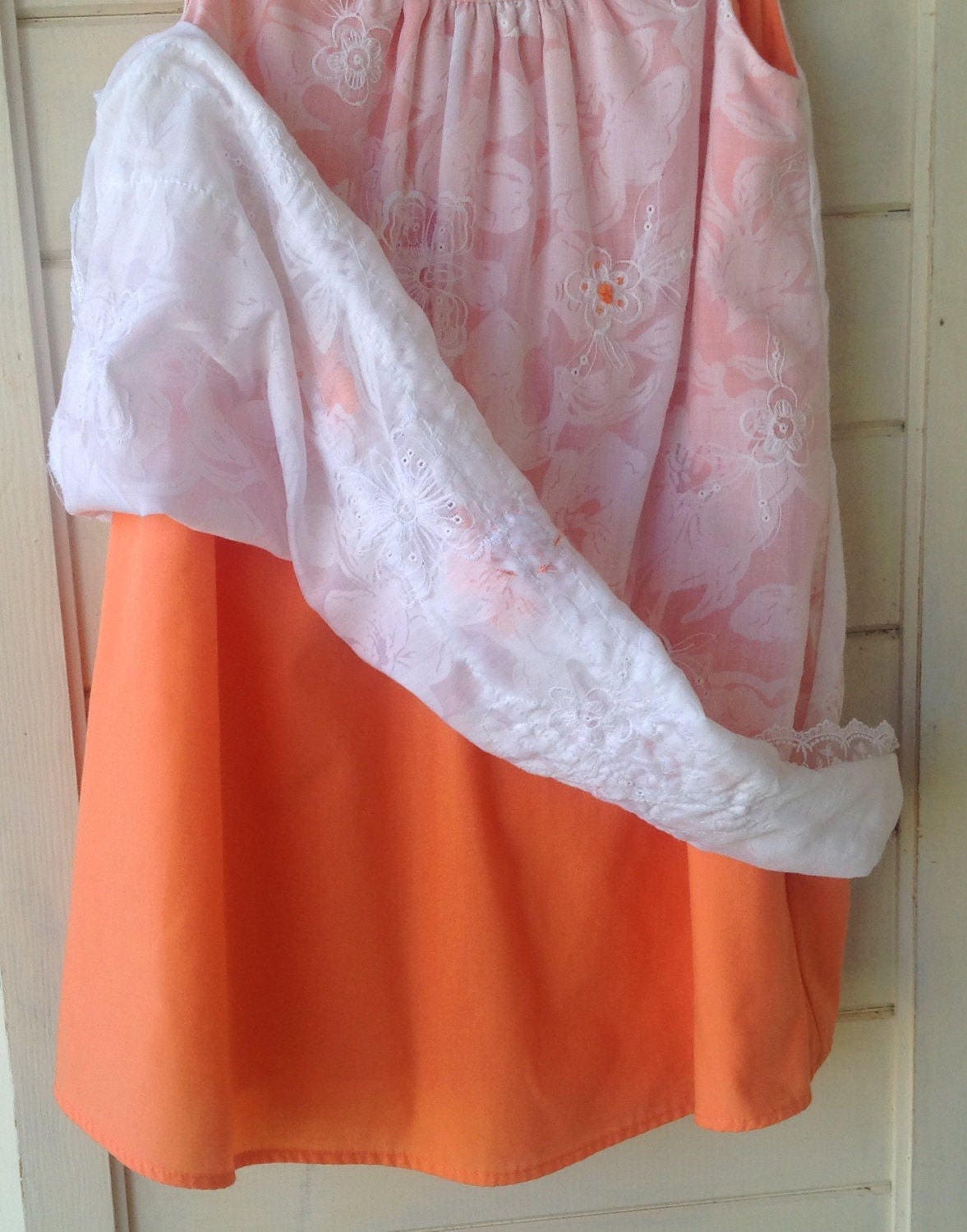 Girls Upcycled Vintage and Retro Look Dress Size 7 With White Floral ...