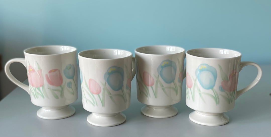 Set of Four Vintage Twilight Tulip Cups by Saltera Made in Japan 1987 ...