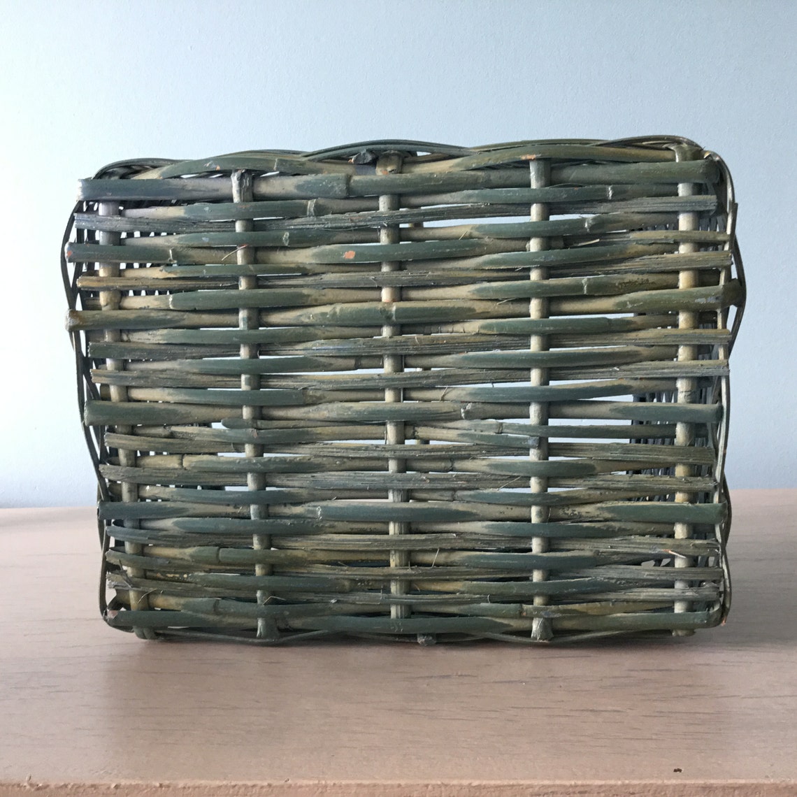 Woven Upcycled Green Summer/easter Basket With Cotton Cloth - Etsy Canada