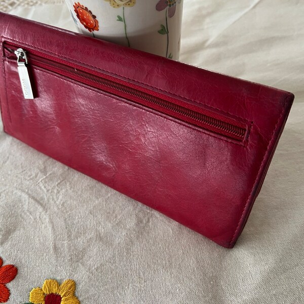 Red Leather Wallet - Etsy