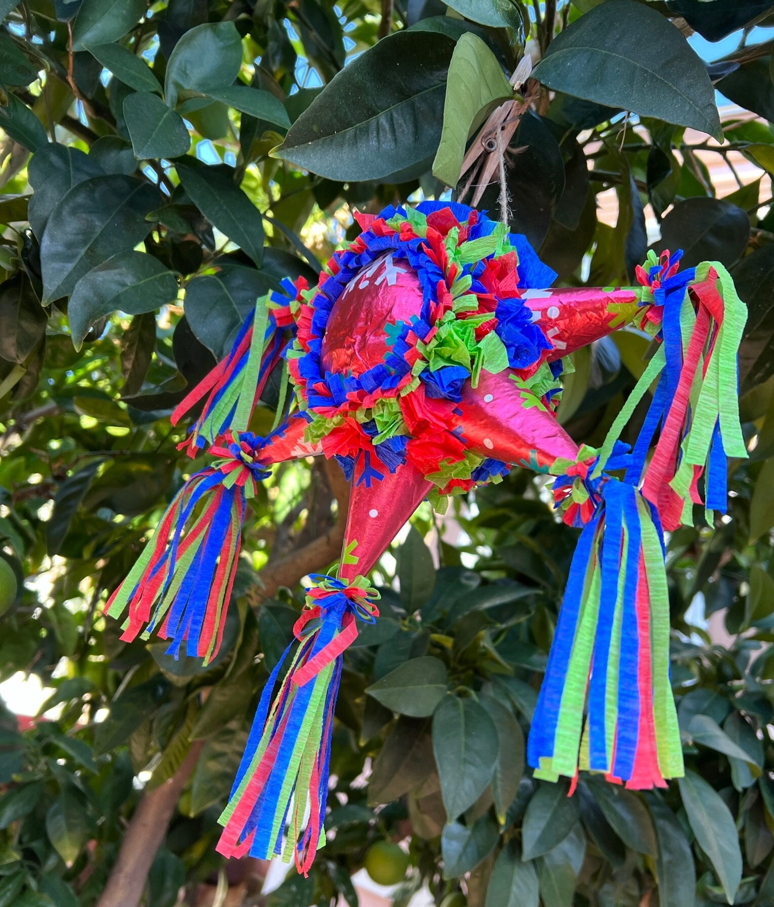 Mini Five Point Star Piñata, Hand Made, Red Points, Blue, Red, and ...