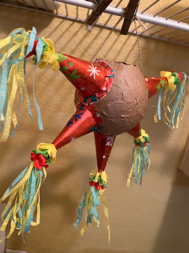 Mini Five Point Star Piñata, Hand Made, Red Points, Blue, Red, and ...