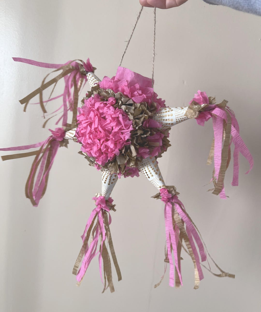 Small Five Point Star Piñata, Hand Made, Traditional, Pink and Gold ...