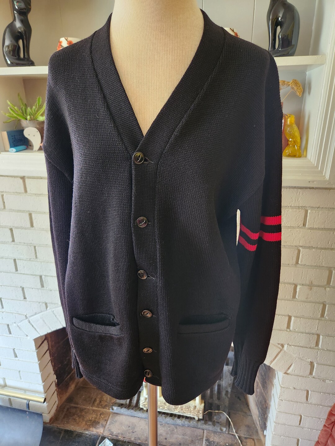 Vintage Long Sleeve Black Cardigan Sweater by Princeton Sweater ...