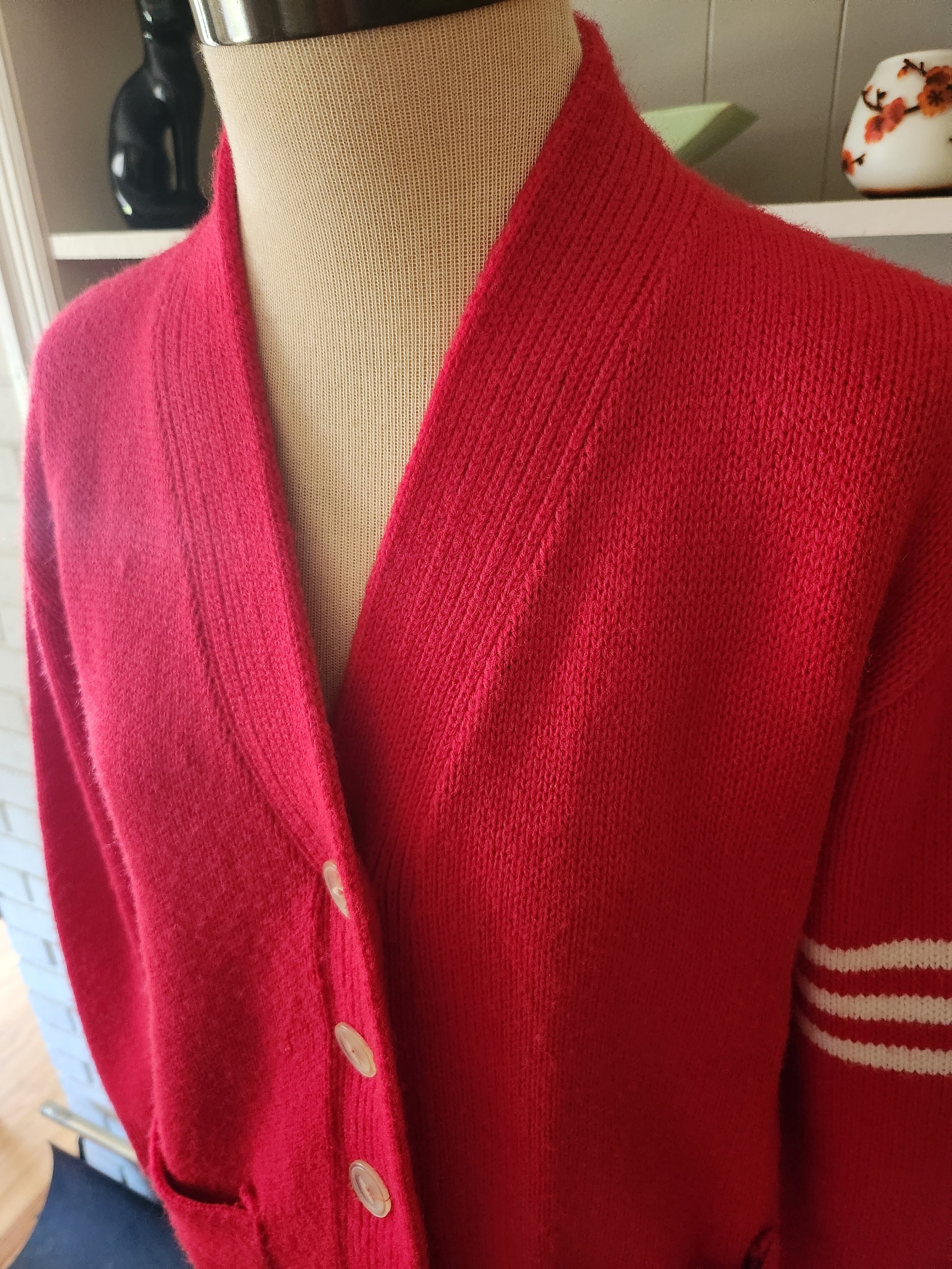 Vintage Long Sleeve Red Cardigan Sweater by Origiknits - Etsy
