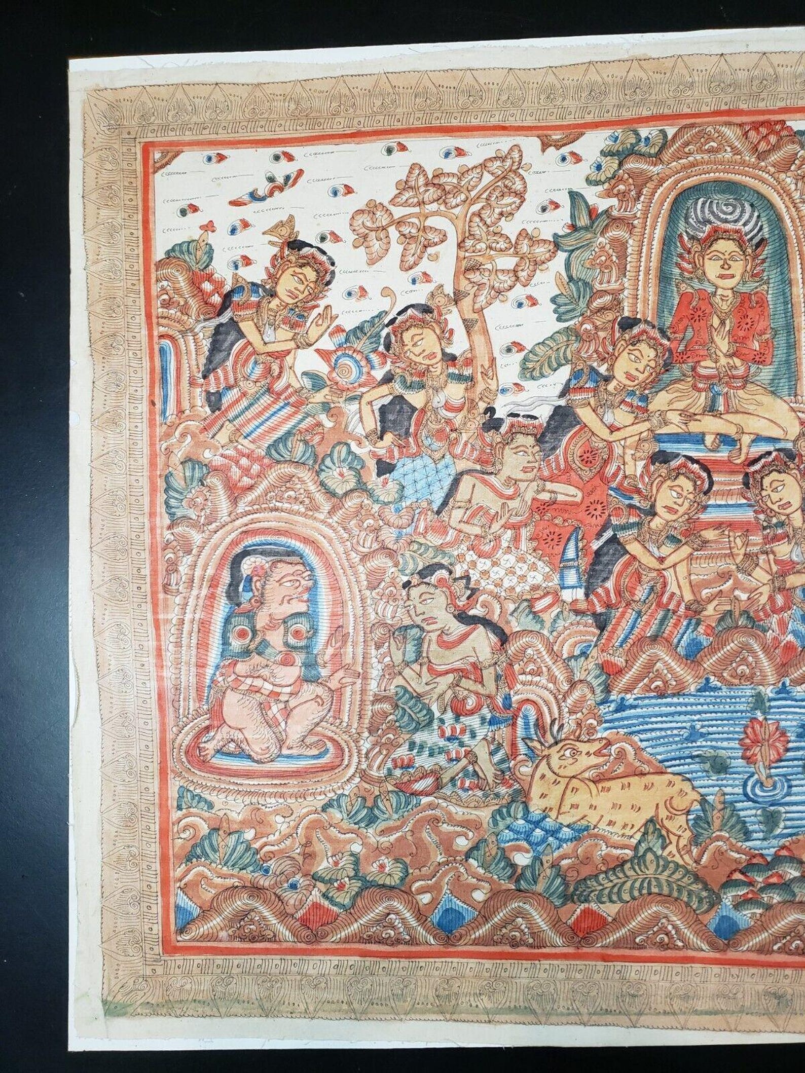 Vintage Balinese Kamasan Painting Textile Folk Art Arjuna Wiwaha ...