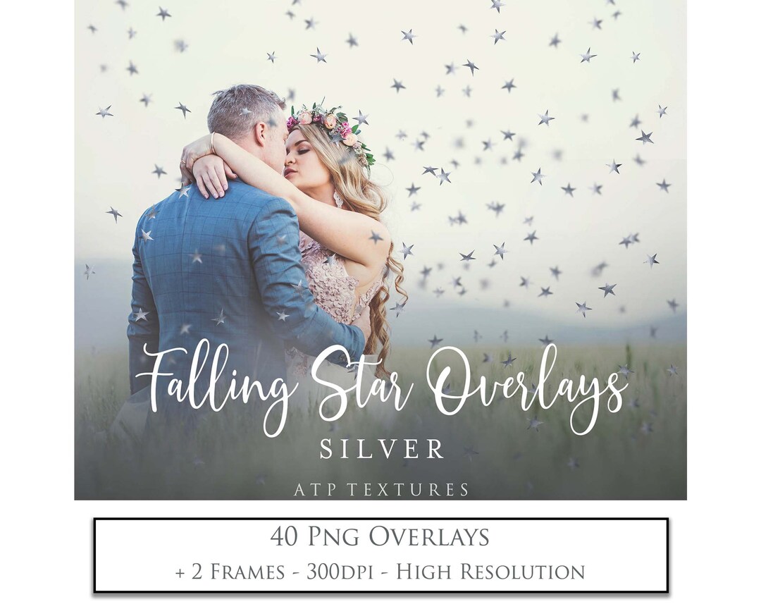42 Digital Overlays, Png SILVER STARS / Photo Overlay, High Res ...