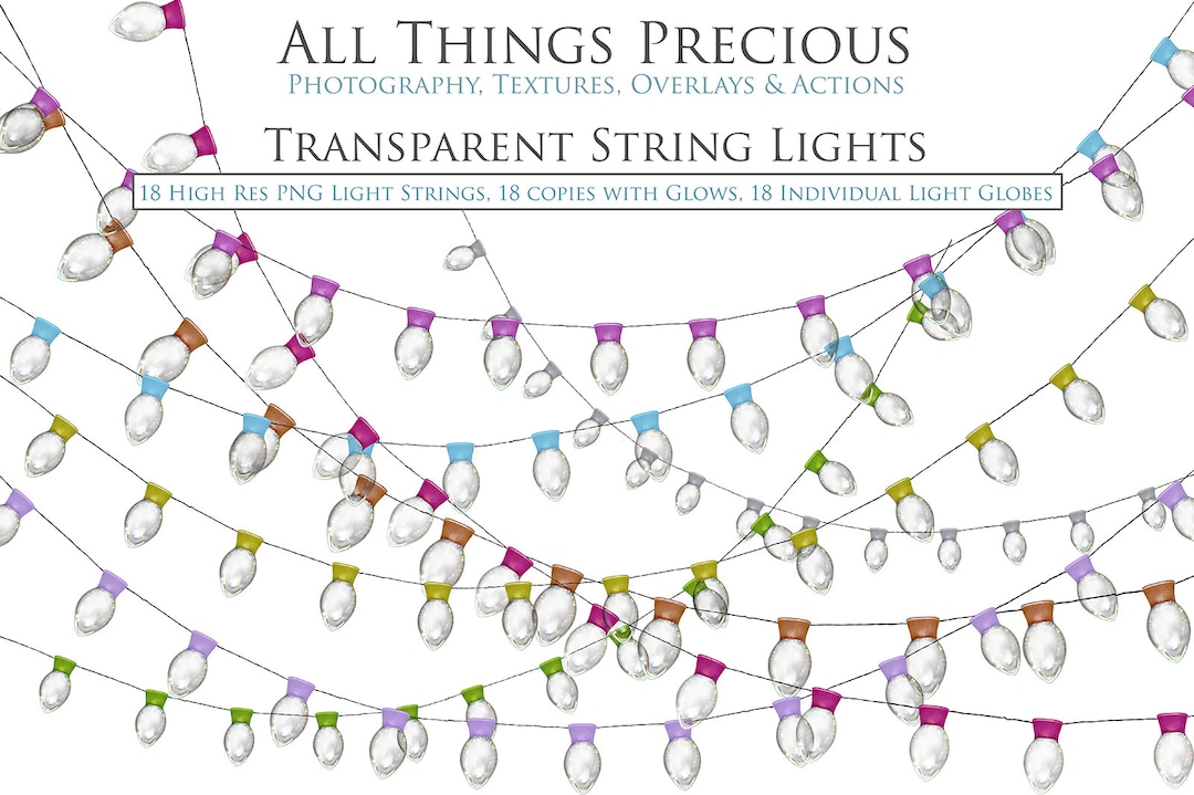 54 Digital Overlays, STRING LIGHTS, Png Clipart, Light Glows, Photo ...